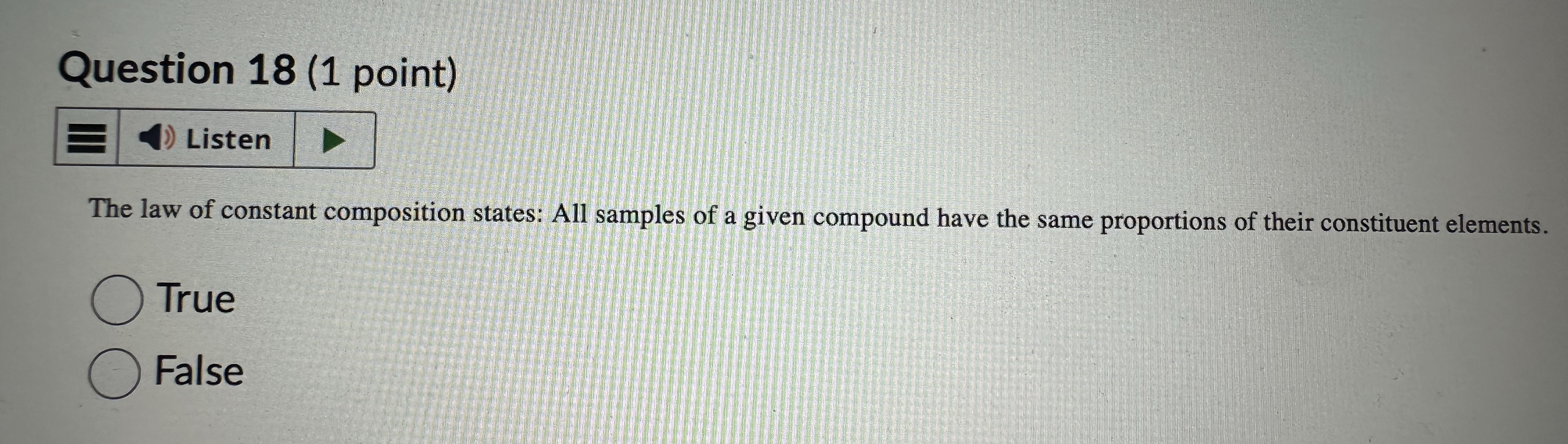 Solved Question 18 (1 ﻿point)The law of constant composition | Chegg.com