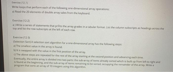 Solved Exercise (121) Write loops that perform each of the | Chegg.com