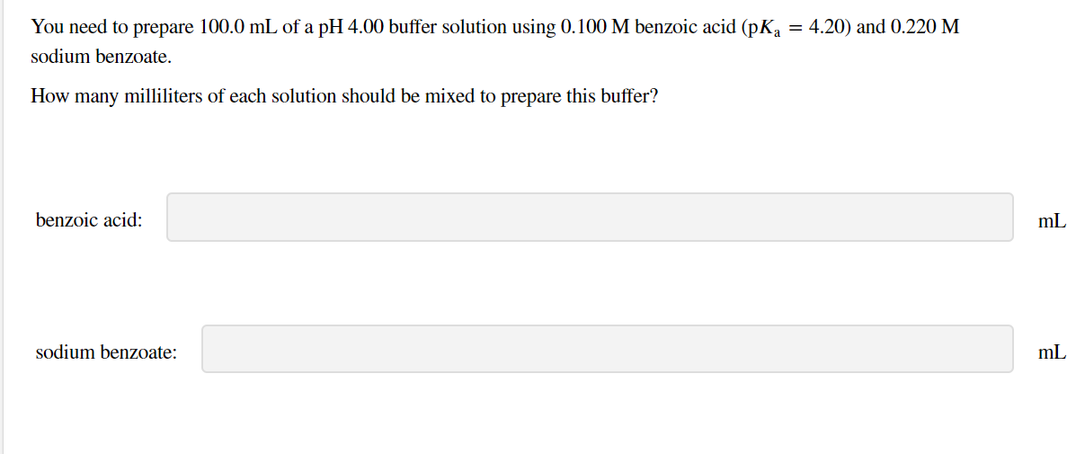 Solved You need to prepare 100.0mL ﻿of a pH4.00 ﻿buffer | Chegg.com