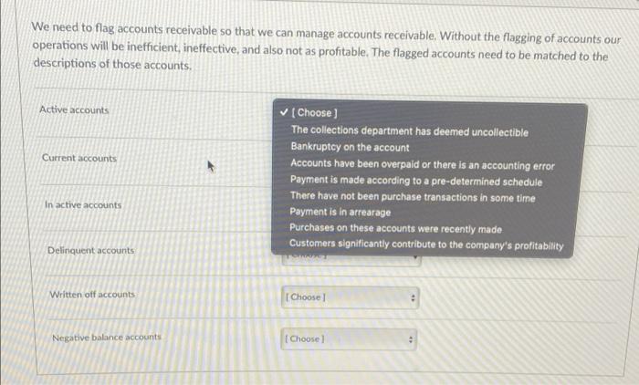 Solved We need to flag accounts receivable so that we can | Chegg.com