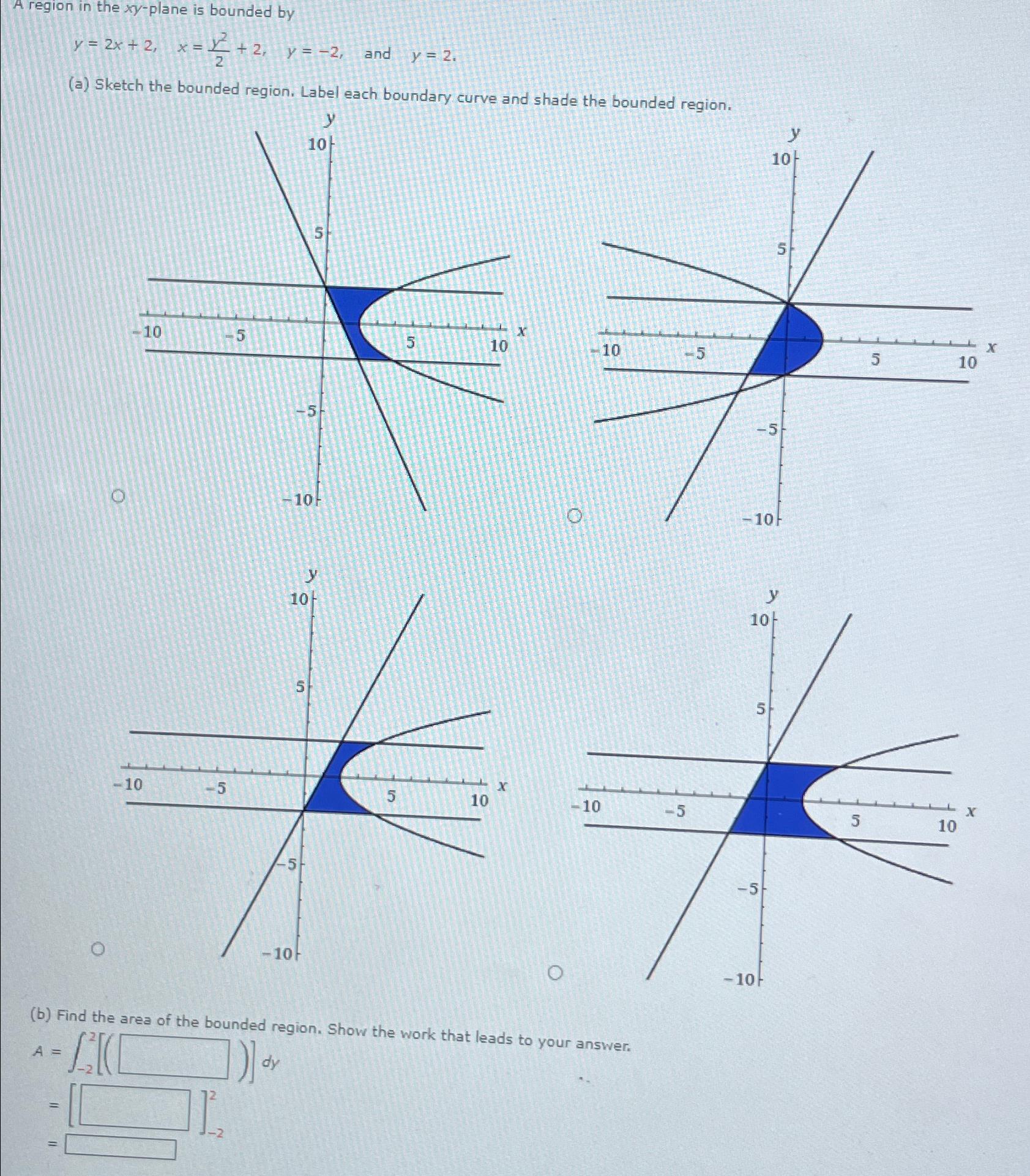 Solved A region in the xy-plane is bounded by | Chegg.com