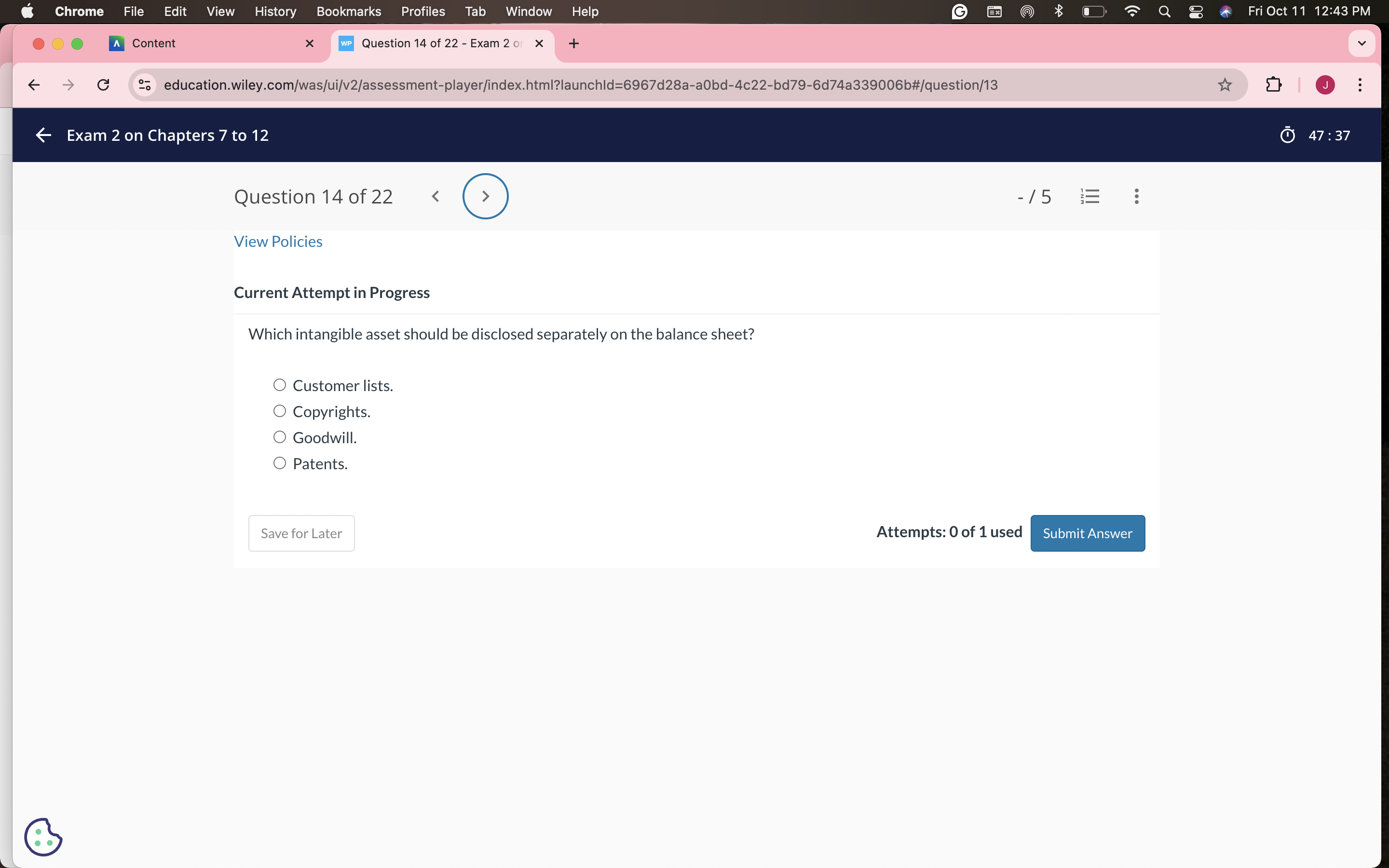 Solved Current Attempt in ProgressWhich intangible asset | Chegg.com