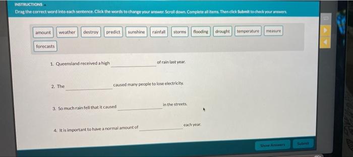 Solved INSTRUCTIONS Drag the correct word into each | Chegg.com