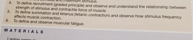 Solved W US alu maximum stimulus. 4. To define recruitment | Chegg.com