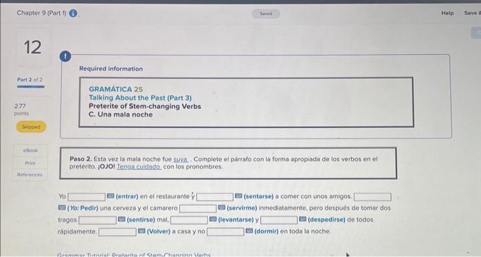 GRAMÁTICA 25 Talking About the Past (Part 3 ) | Chegg.com