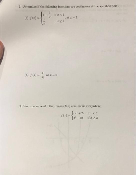 Solved 2. Determine if the following functions are | Chegg.com