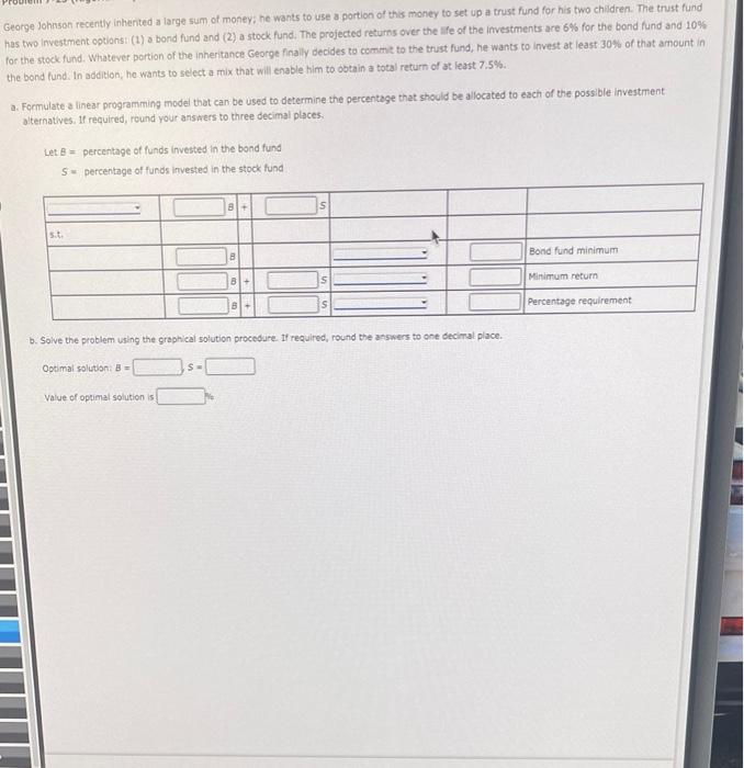 Solved George Johnson recently inherited a large sum of | Chegg.com