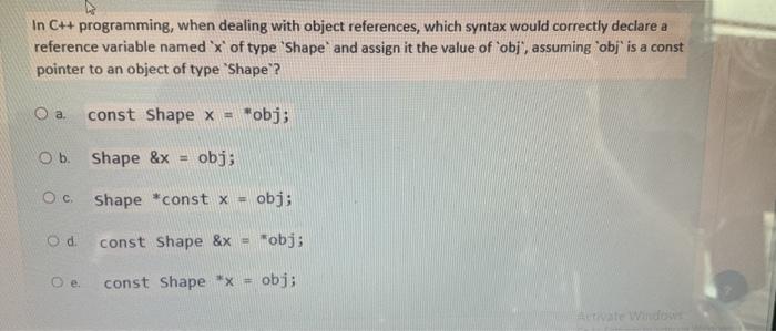 Solved In Ct+ programming, when dealing with object | Chegg.com