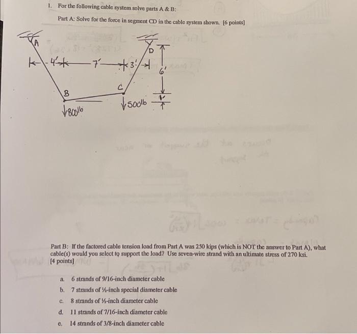Solved KA 1. For the following cable system solve parts A & | Chegg.com