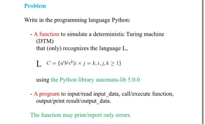 Solved Write in the programming language Python: - A | Chegg.com