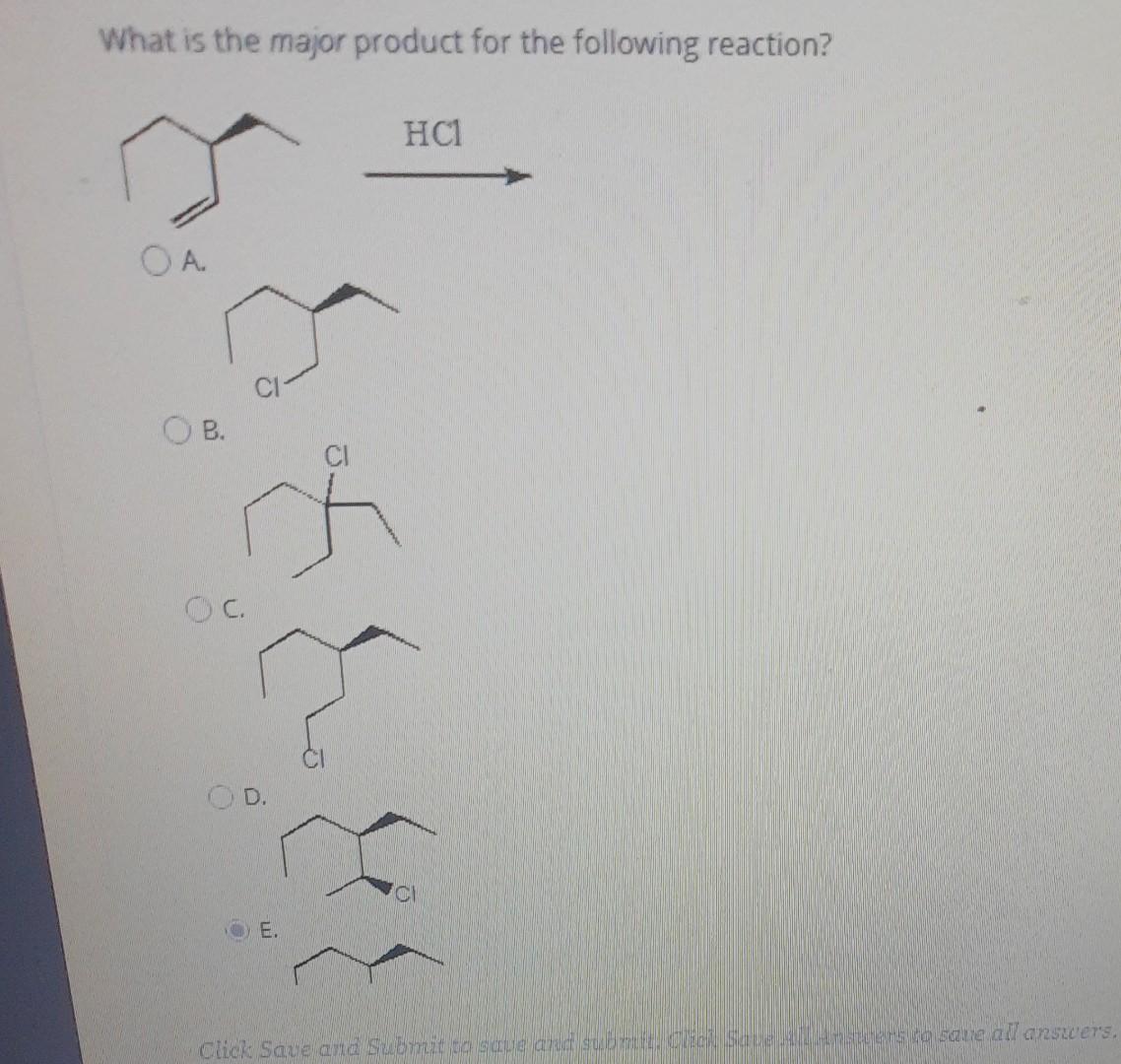 Solved What is the major product for the following reaction? | Chegg.com