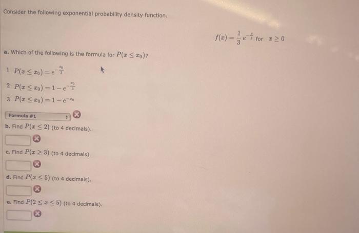 Solved Consider the following exponential probability | Chegg.com