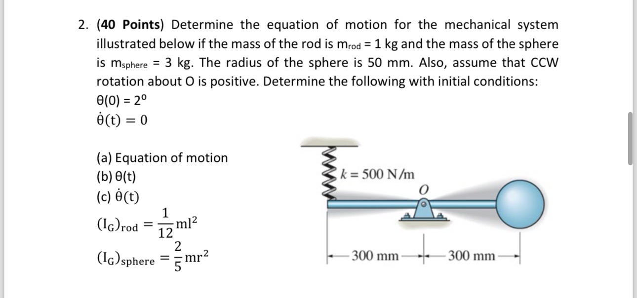 Solved Determine the equation of motion for the mechanical | Chegg.com