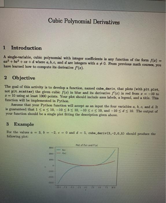 Solved Cubic Polynomial Derivatives 1 Introduction A | Chegg.com