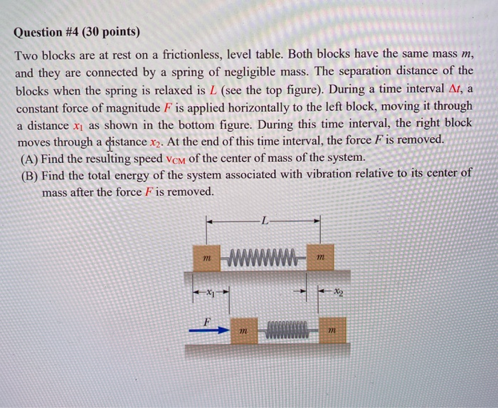 Solved Question #4 (30 points) Two blocks are at rest on a | Chegg.com