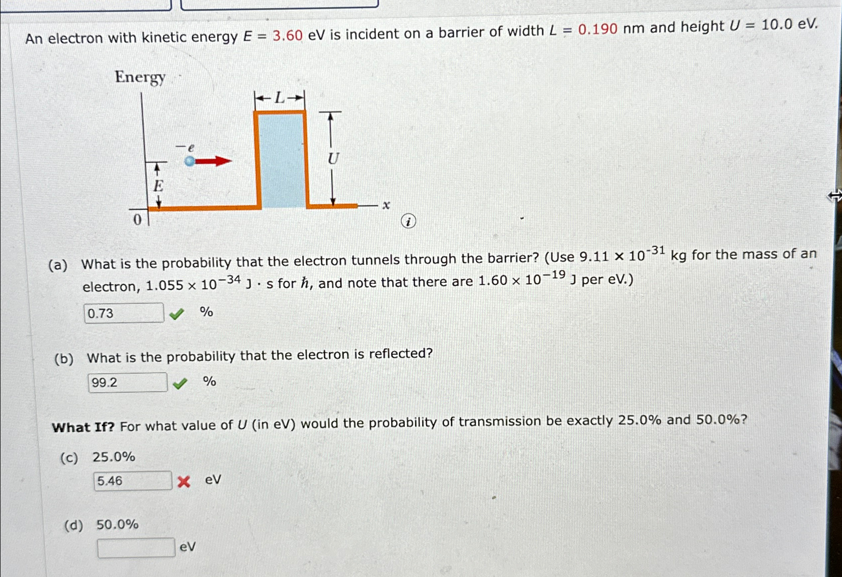 Solved An Electron With Kinetic Energy E 3 60ev ﻿is Incident
