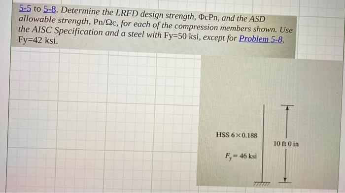 Solved 5-5 to 5-8. Determine the LRFD design strength, ΦCPn, | Chegg.com