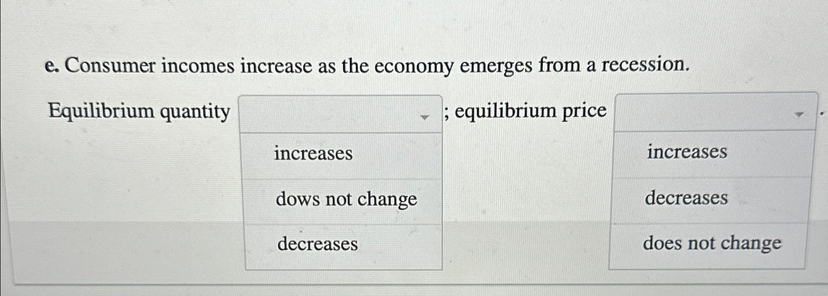 Solved e. ﻿Consumer incomes increase as the economy emerges | Chegg.com