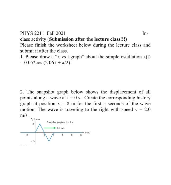 Solved PHYS 2211_Fall 2021 In- class activity (Submission | Chegg.com