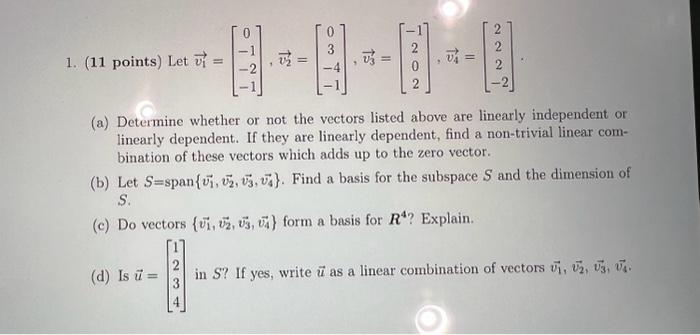 Solved 1. (11 points) Let | Chegg.com