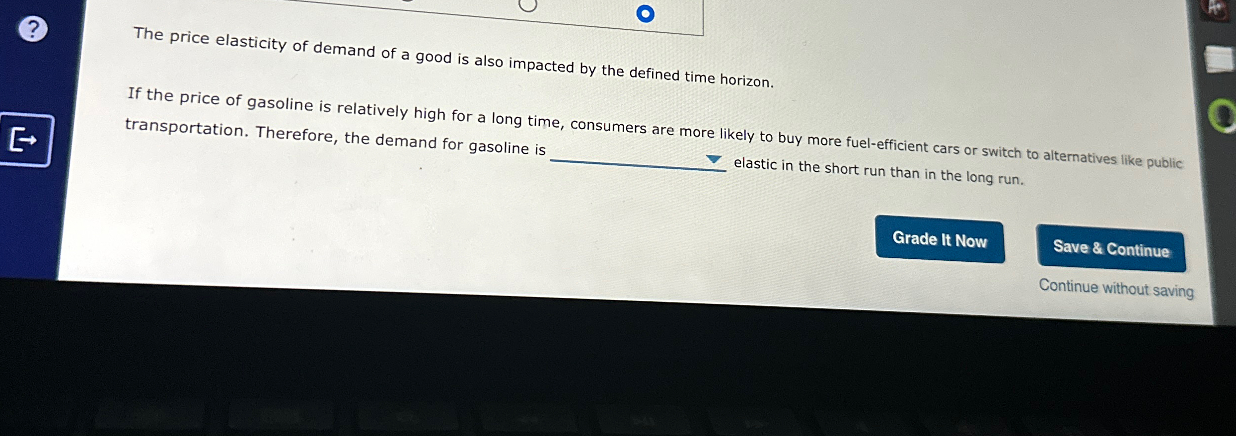 Solved (?) ﻿The price elasticity of demand of a good is also | Chegg.com