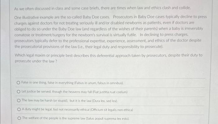 Solved As we often discussed in class and some case briefs, | Chegg.com