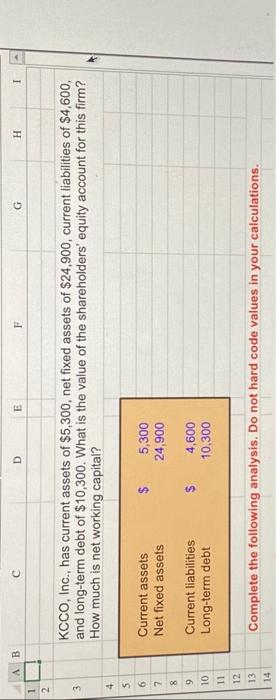 Solved KCCO, Inc., has current assets of $5,300, net fixed | Chegg.com