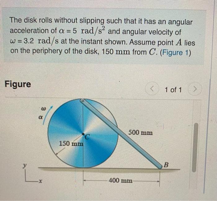 Solved The disk rolls without slipping such that it has an | Chegg.com