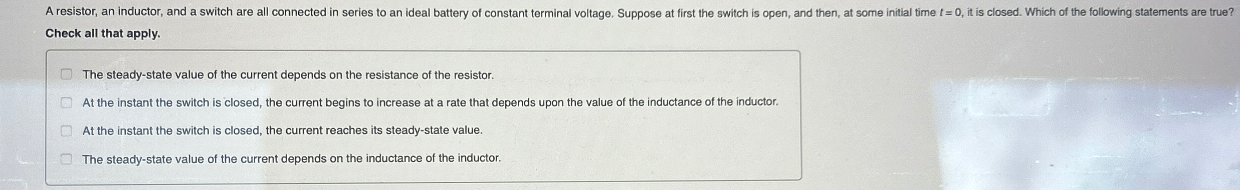 Solved Check all that apply.The steady-state value of the | Chegg.com