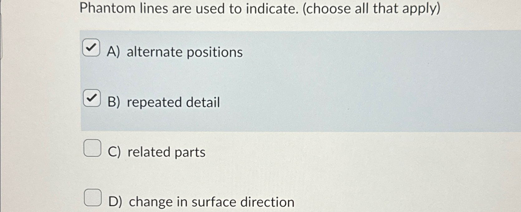 Solved Phantom lines are used to indicate. (choose all that | Chegg.com