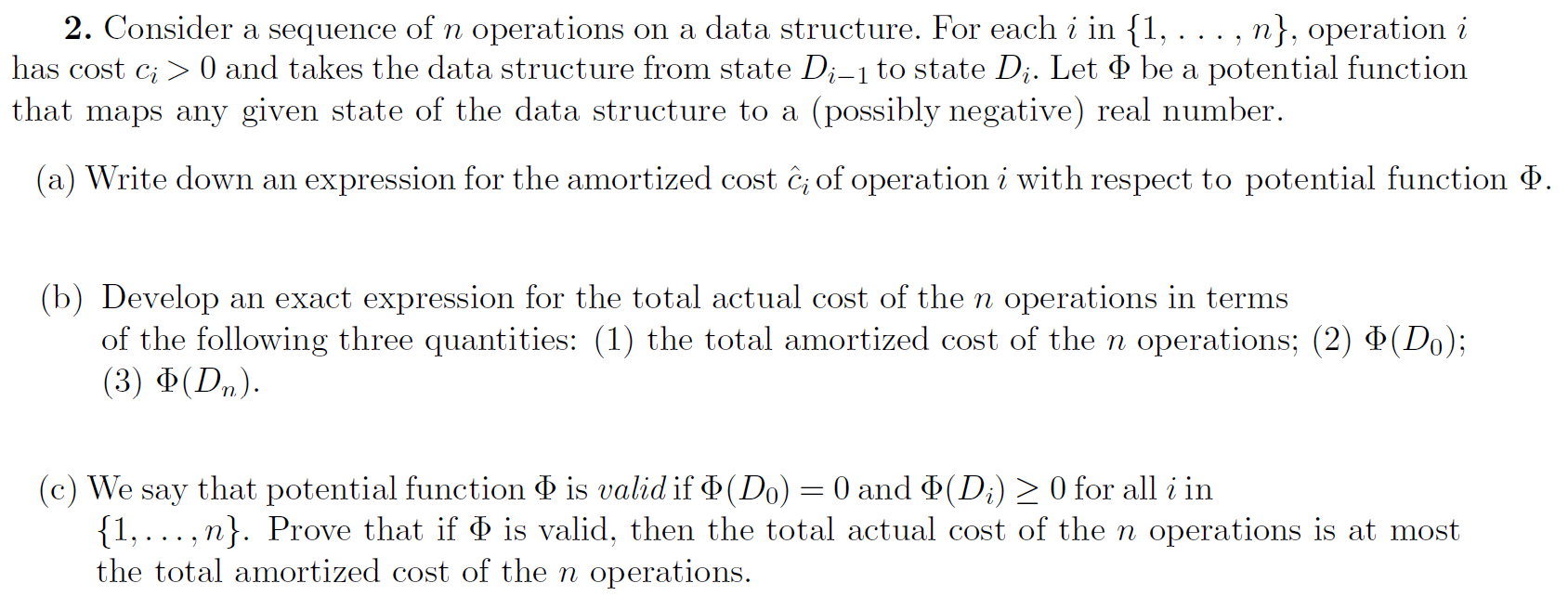 Solved Consider a sequence of n ﻿operations on a data | Chegg.com