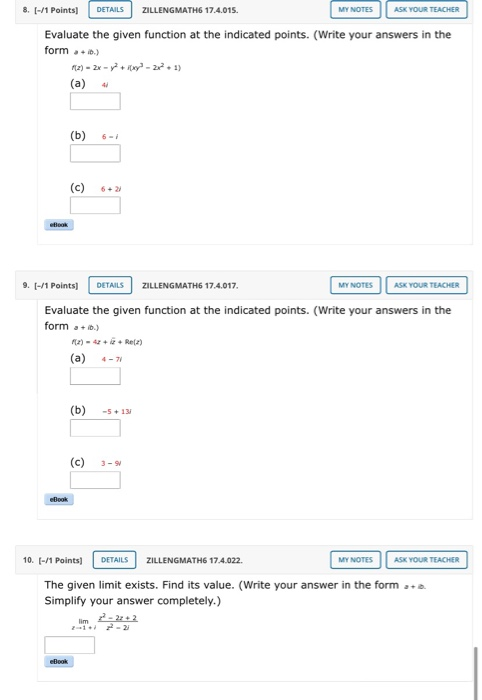 Solved 8. [-/1 Points) DETAILS ZILLENGMATH6 17.4.015. MY | Chegg.com Solved 8. [-/1 Points) DETAILS ZILLENGMATH6 17.4.015. MY | Chegg.com