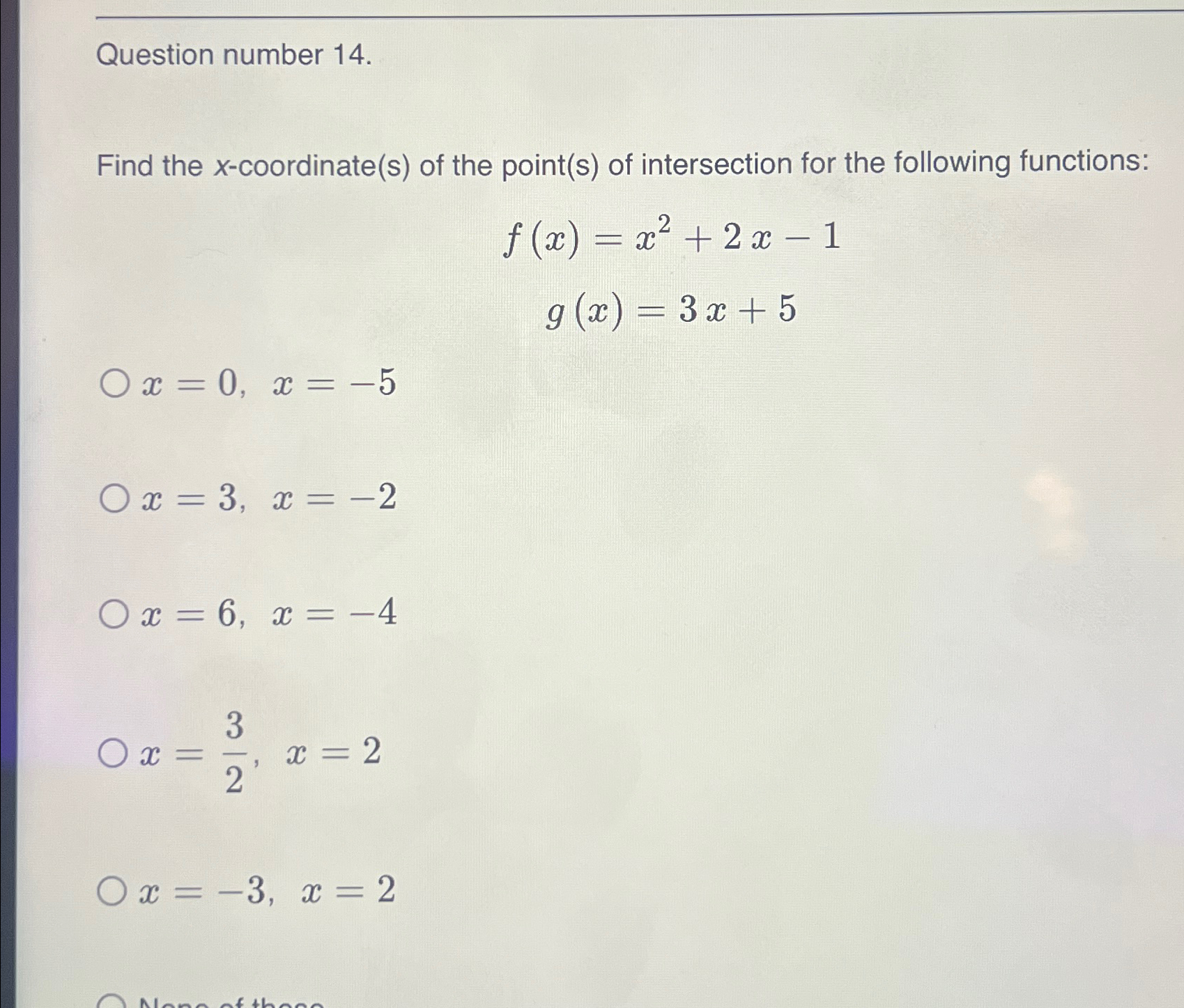 Solved Question number 14.Find the x-coordinate(s) ﻿of the | Chegg.com