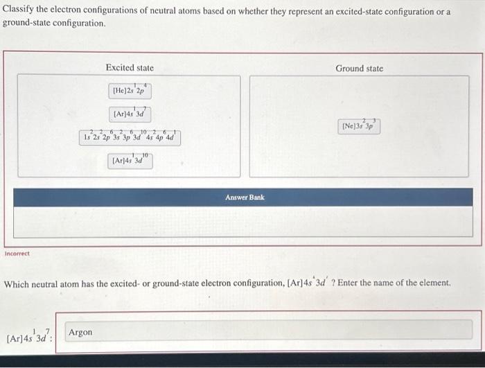 Solved Classify the electron configurations of neutral atoms | Chegg.com