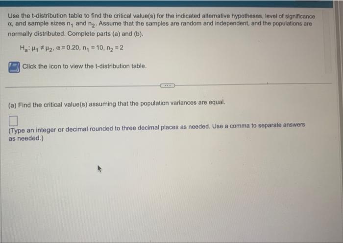 Solved The t-distribution tableUse the t-distribution table | Chegg.com