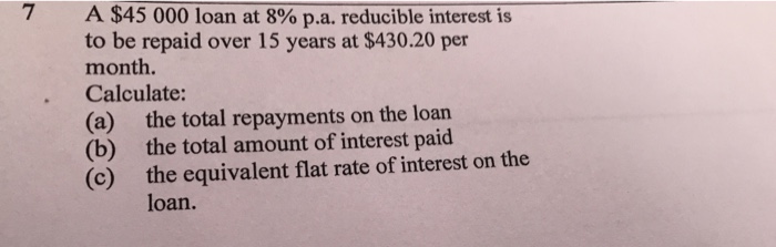 Solved A $45 000 loan at 8% p.a. reducible interest is to be | Chegg.com