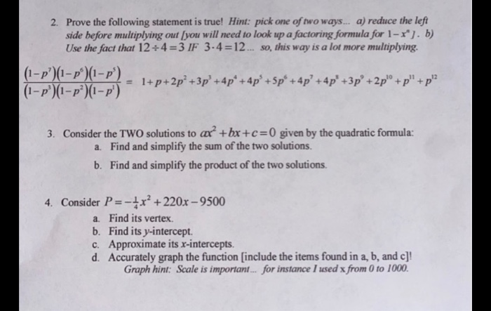 Solved 2 Prove The Following Statement Is True Hint Pick