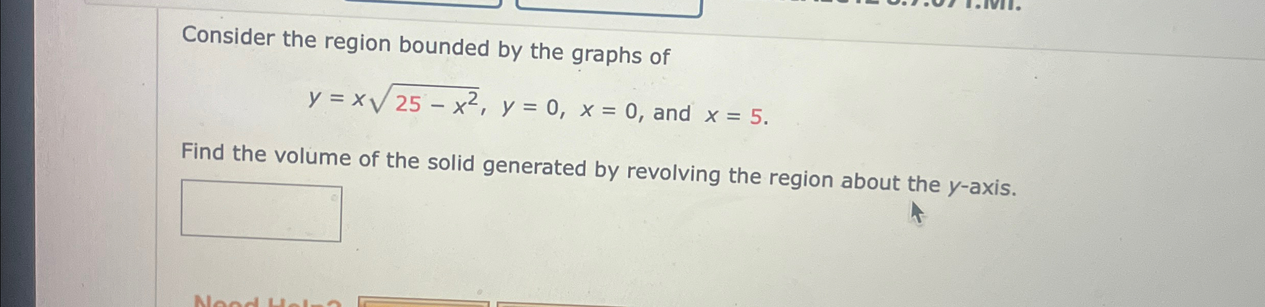 Solved Consider the region bounded by the graphs | Chegg.com