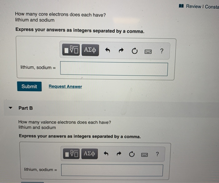 Solved Review I Consta How many core electrons does each | Chegg.com