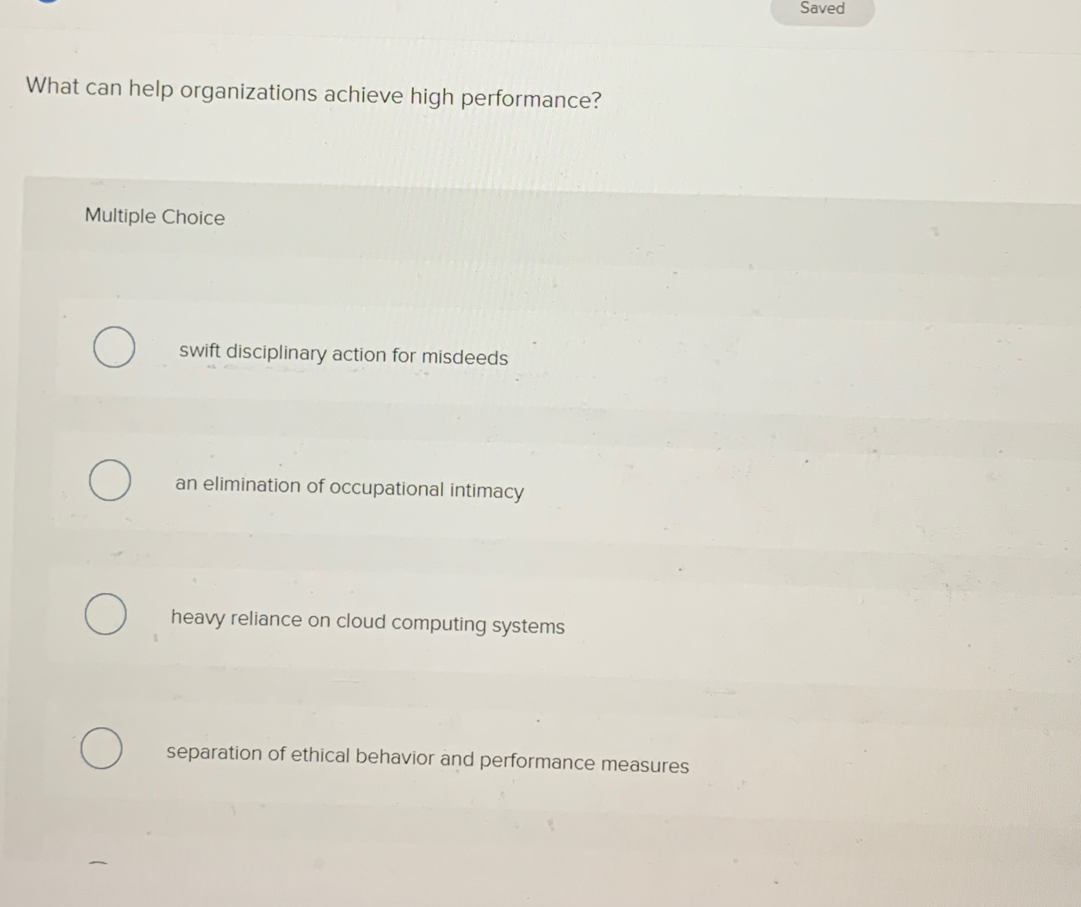 Solved What can help organizations achieve high | Chegg.com