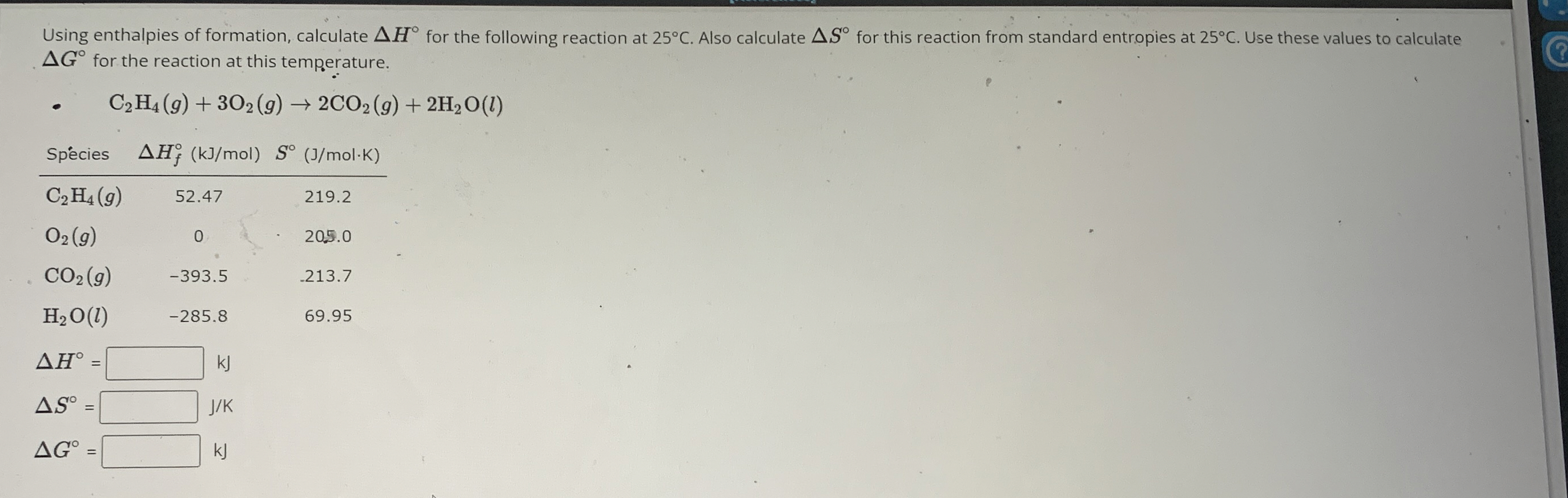 Solved Using enthalpies of formation, calculate ΔH° ﻿for the | Chegg.com