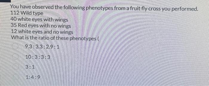 Solved You have observed the following phenotypes from a | Chegg.com