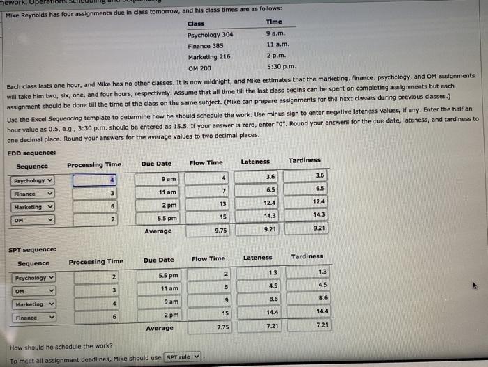 Solved 9 a.m. mework: Oper Mike Reynolds has four | Chegg.com