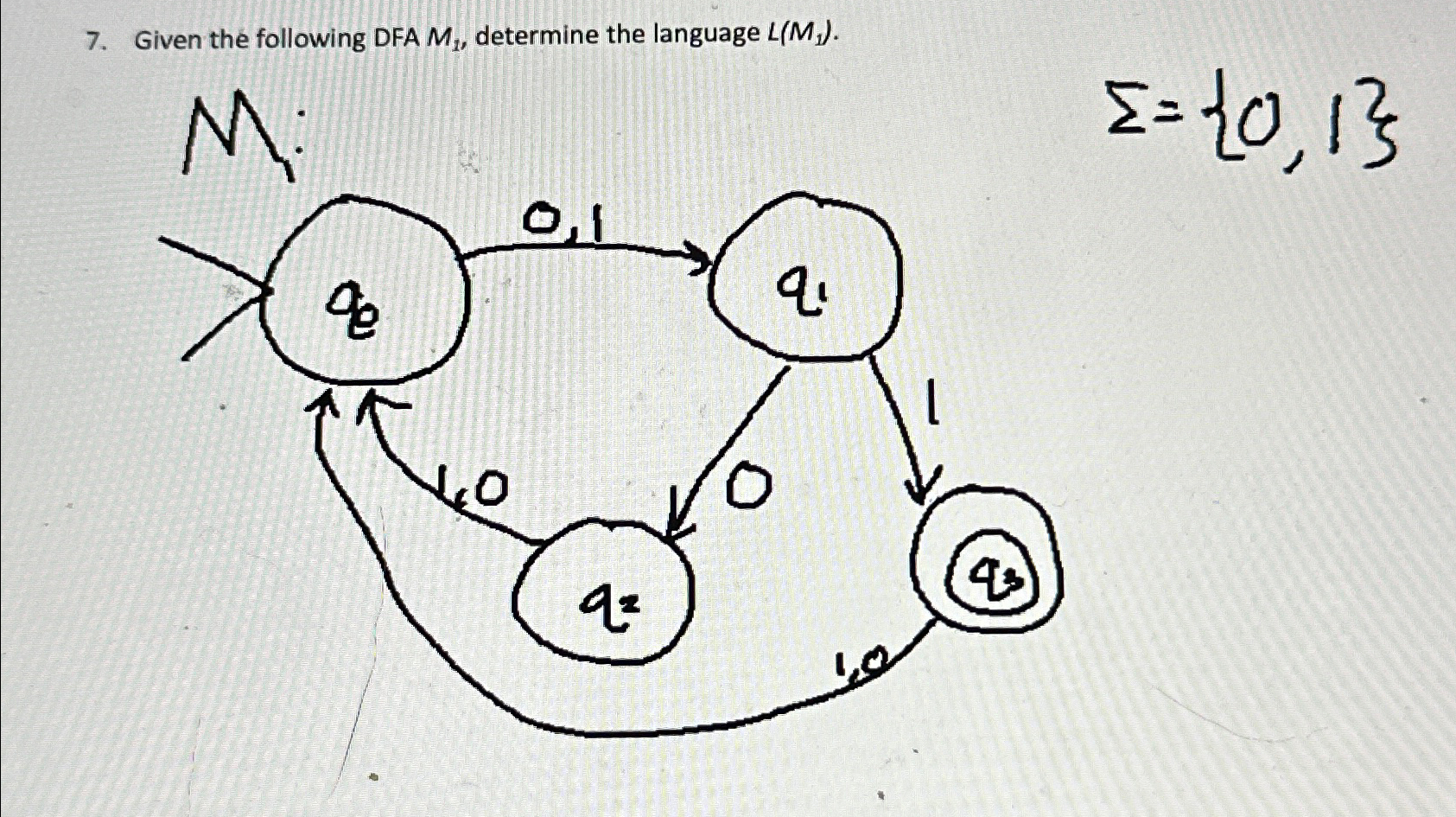 Solved determine the language L(M1) | Chegg.com