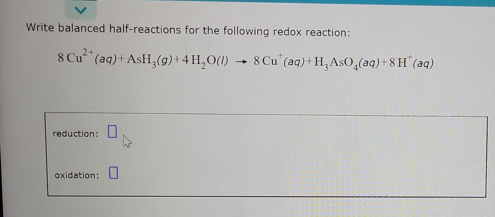 Solved Write balanced half-reactions for the following redox | Chegg.com