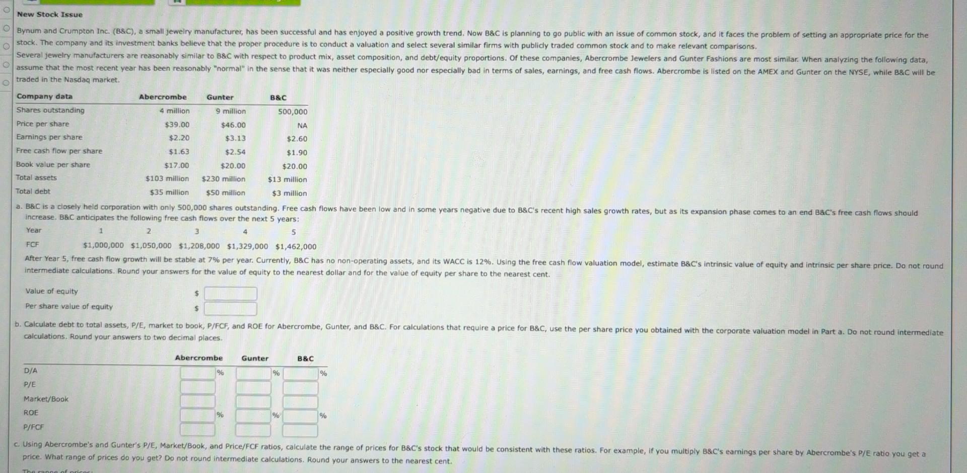 intermediate calculations. Round your answers for the | Chegg.com