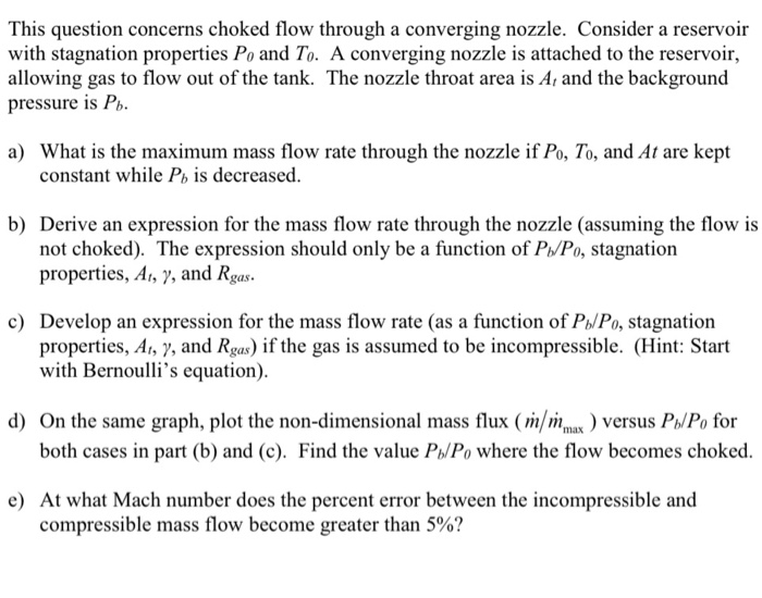 Solved This question concerns choked flow through a | Chegg.com