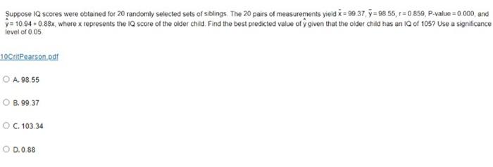 Solved Suppose lQ scores were obtained for 20 randomly | Chegg.com