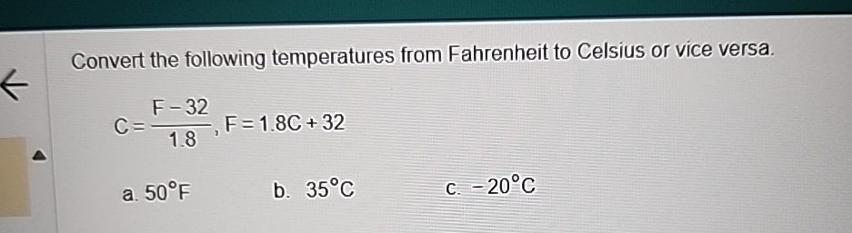 Solved Convert the following temperatures from Fahrenheit to | Chegg.com