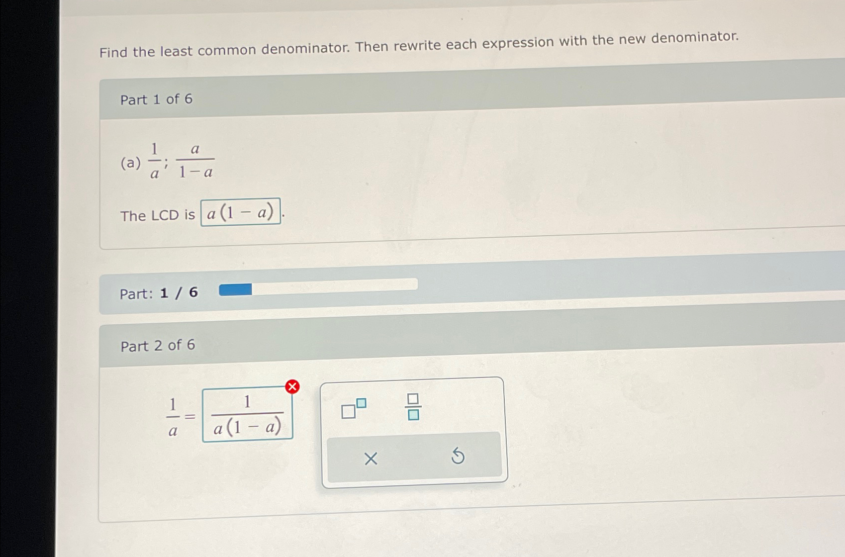 Solved Find The Least Common Denominator Then Rewrite Each